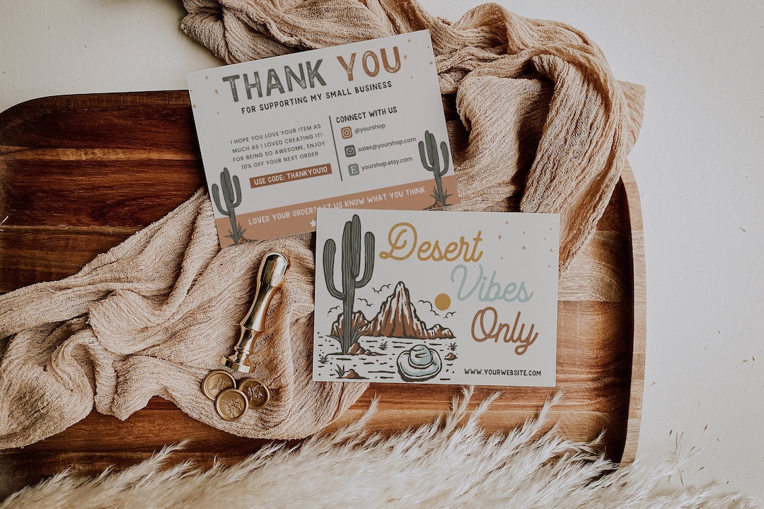 Editable Desert Cactus Business Thank You Card, Printable Thanks for ...