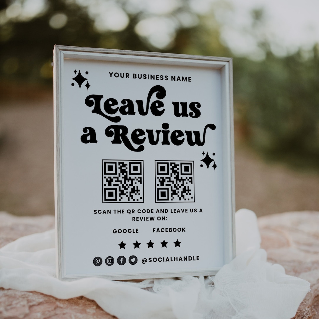Ask for Review QR Code Sign Template Canva, Google Review Sign ...