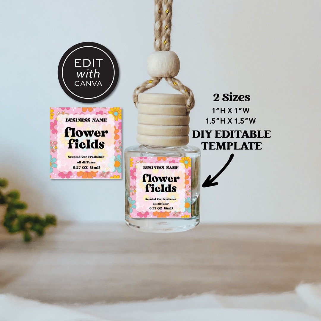 Diy Diffuser Oil Air Freshener Label, Car Diffuser Label Canva Template ...