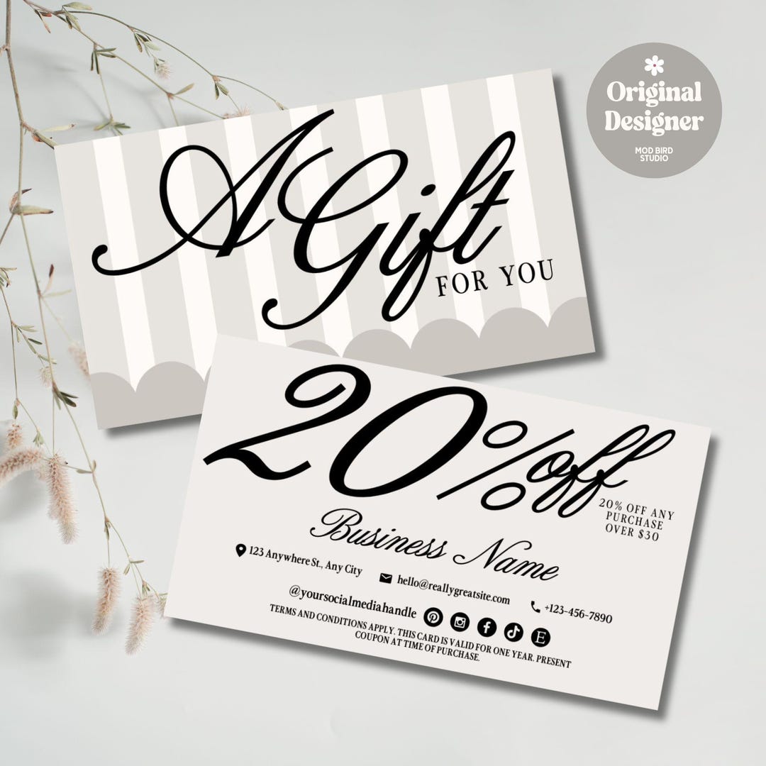 Editable Coupon Card Template, Old Money Business Promo Card, Aesthetic ...