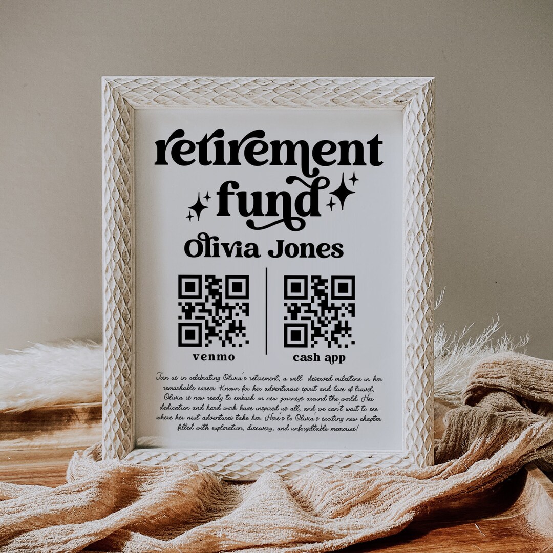 Editable Retro Retirement Celebration QR Code Sign Template, DIY Modern ...