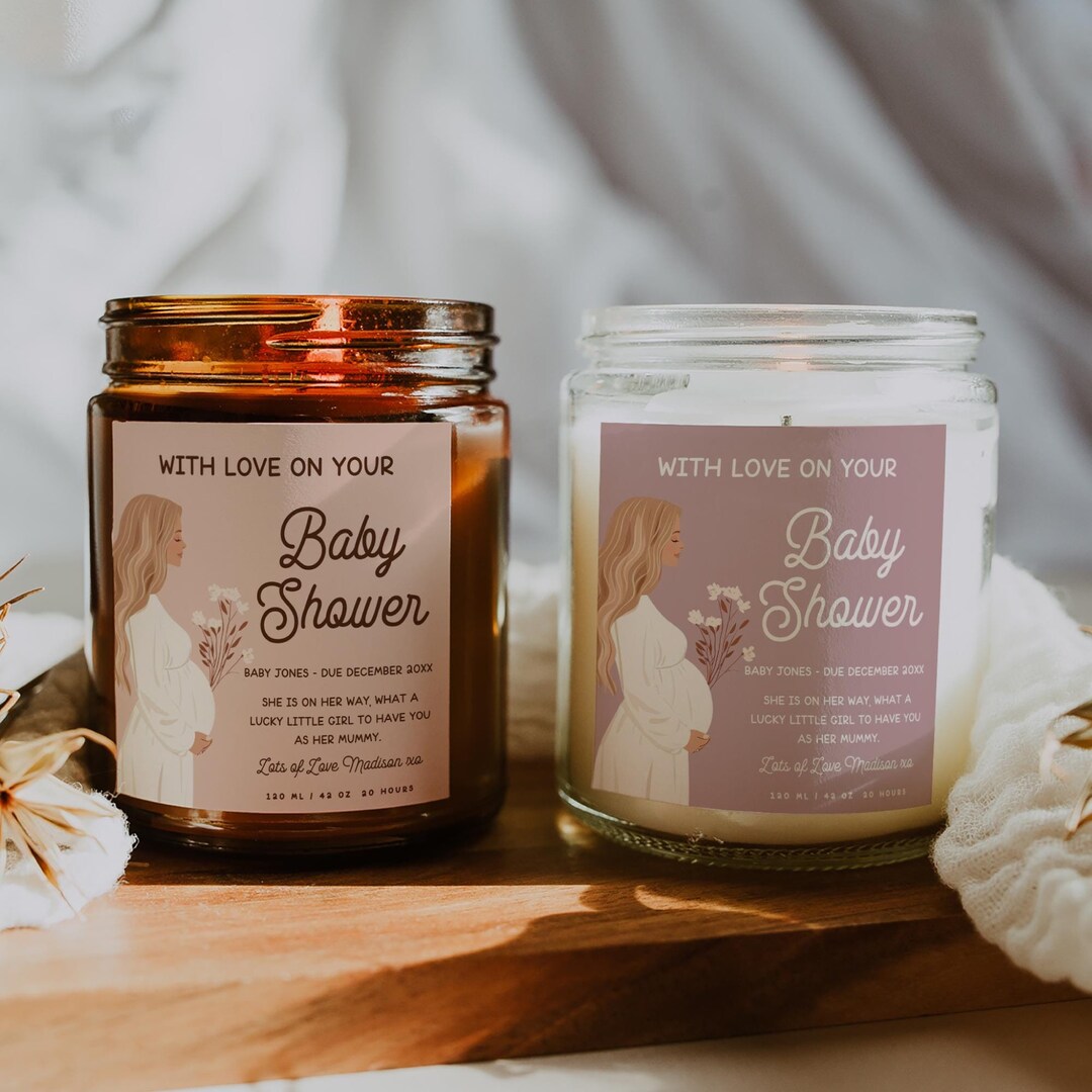 Editable Baby Shower Candle Label, Customizable Canva Template, DIY New ...