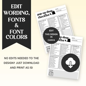 Pop-up Shop Checklist Canva Template, Checklist for Vendor Booth, Craft Show Checklist, Flea ...