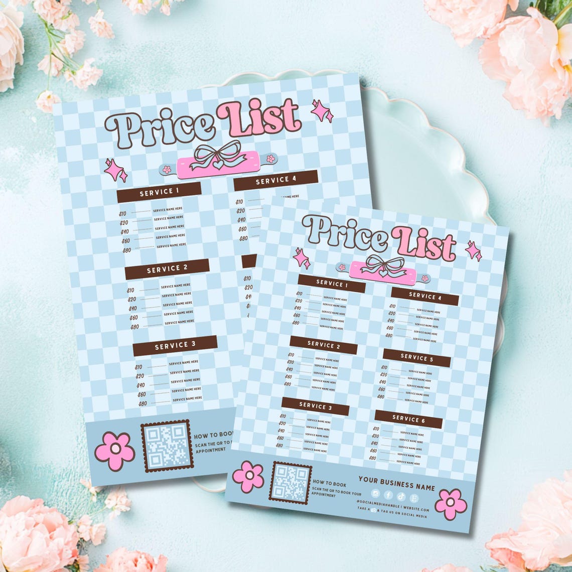 Personalized Coquette Bakery Price List, Editable Menu Flyer Canva ...