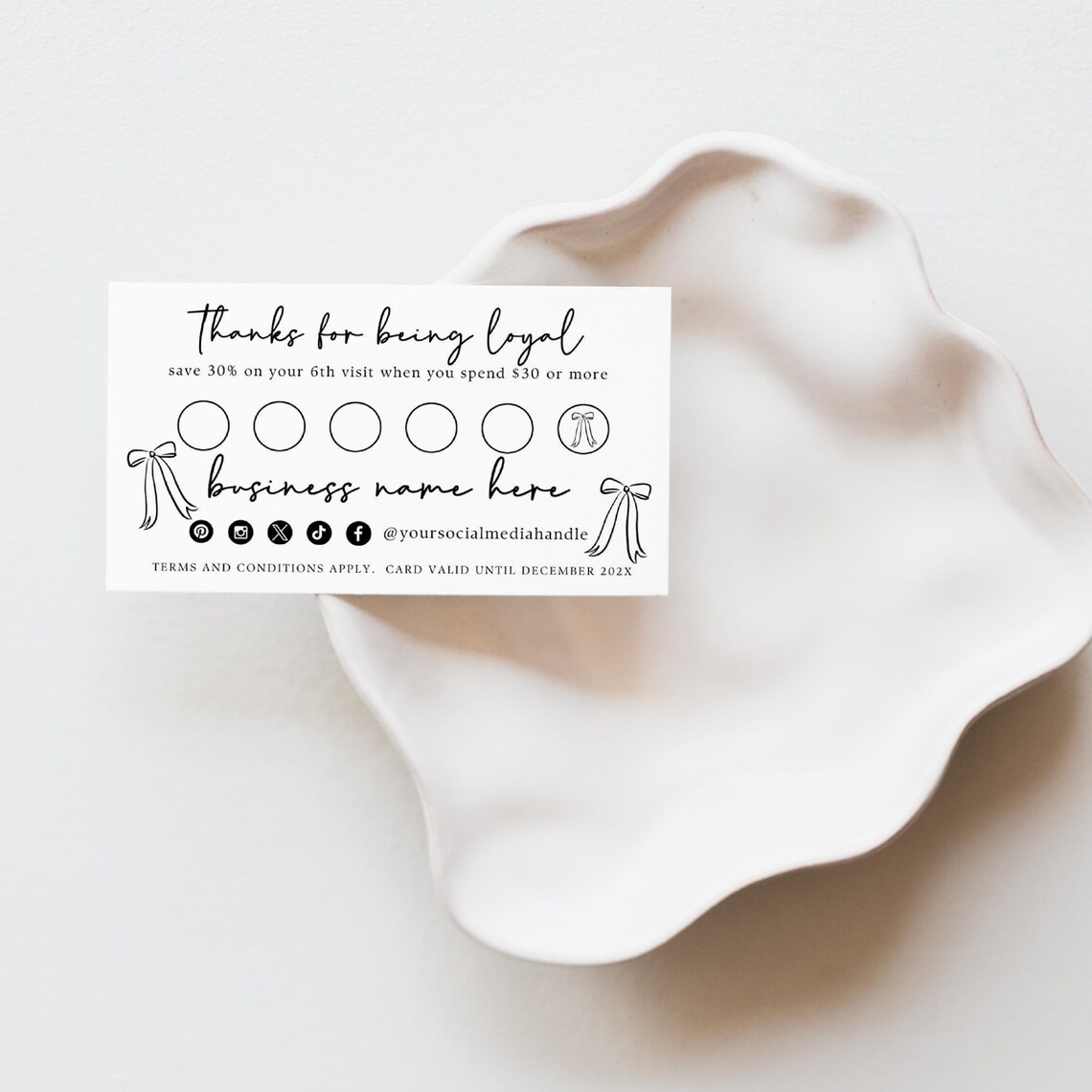 Coquette Loyalty Card Template, Instant Download, Customer Loyalty ...