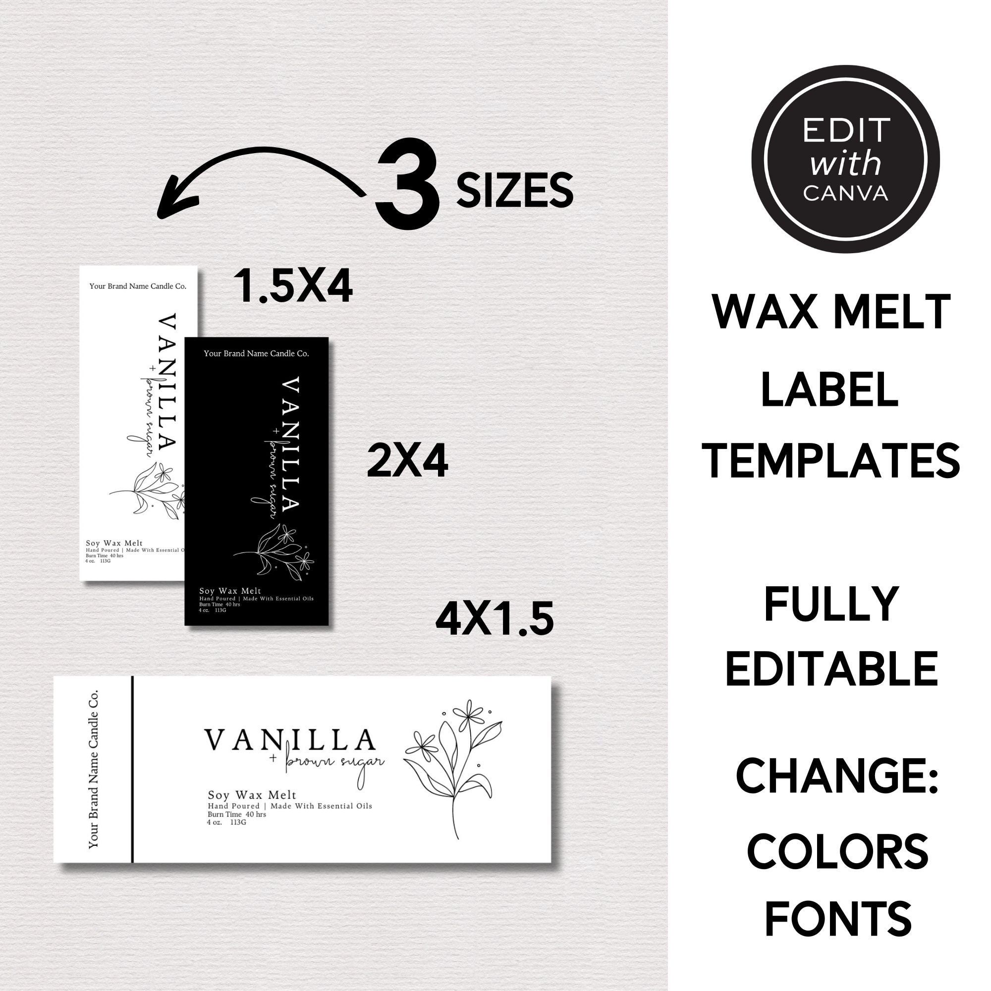 Editable Wax Melt Label Template Canva, Modern Snap-bar Clamshell Label ...
