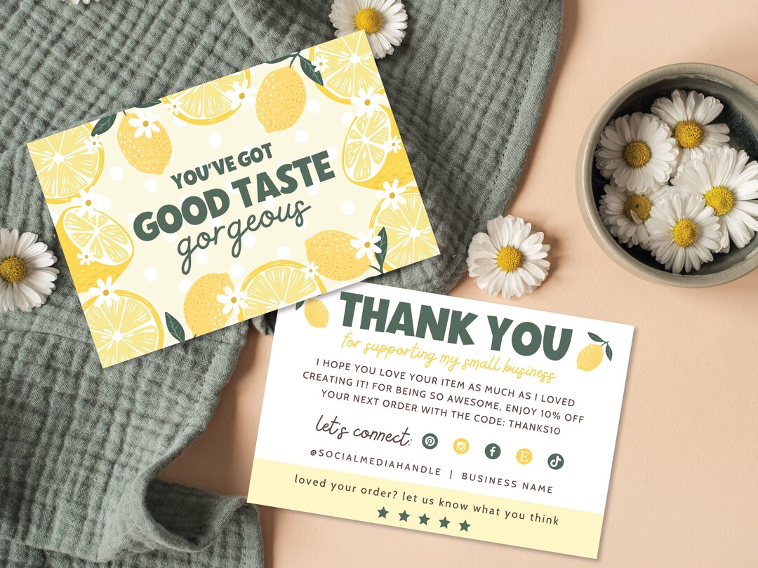 Lemon Business Thank You Card Template, Editable Citrus Fruit Business ...