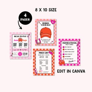 Trucker Hat Bar Signs Canva Template, Hat Bar Price List Sign Template ...