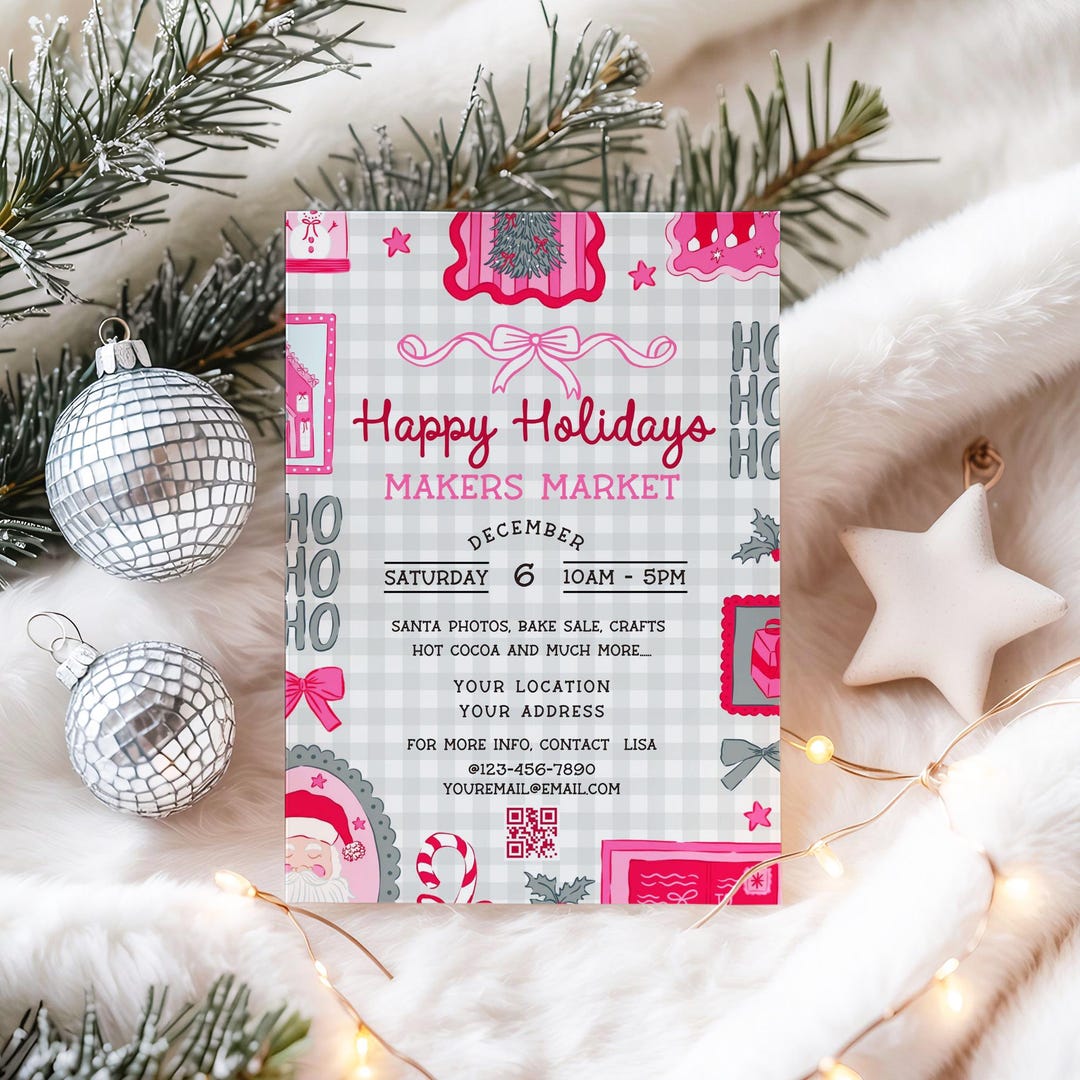 Christmas Market Flyer Canva Template, Editable Holiday Craft Fair ...