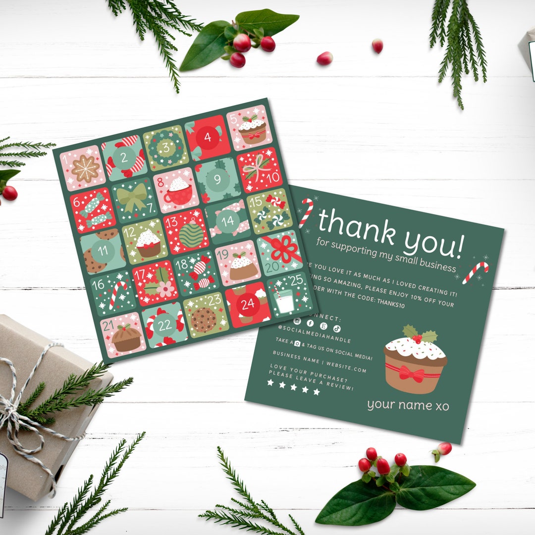 Modern Advent Calendar Business Thank You Canva Template, DIY Holiday ...