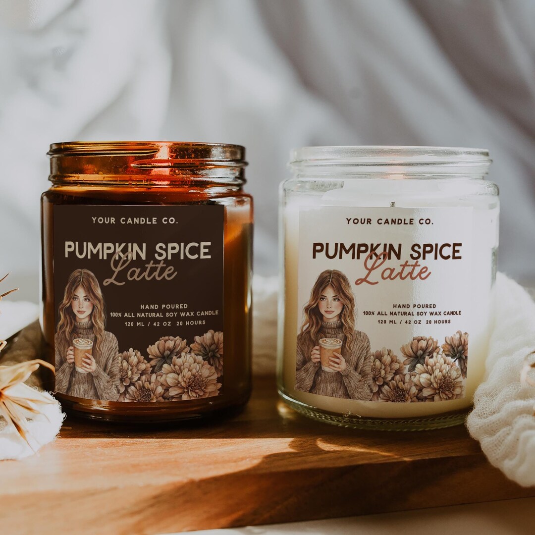 Editable Autumn Girl Candle Label, Customizable Canva Template, DIY ...