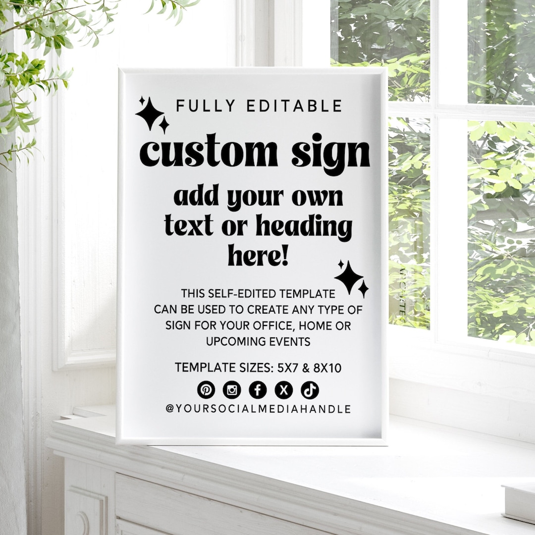 Customizable Sign Template, Printable 8x10 Sign, DIY Editable Sign ...