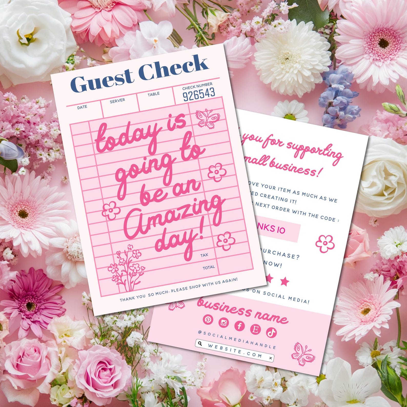Trendy Business Thank You Card Canva Template, Editable Guest Check ...