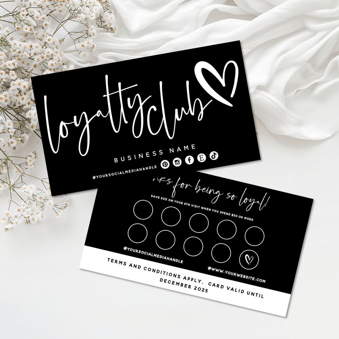 Loyalty Card Canva Template, Modern Customer Loyalty Card, Editable ...