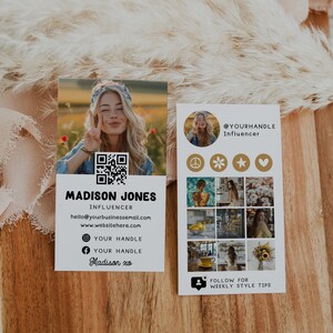 Retro Instagram Style Business Card Template Canva, QR Code Printable ...