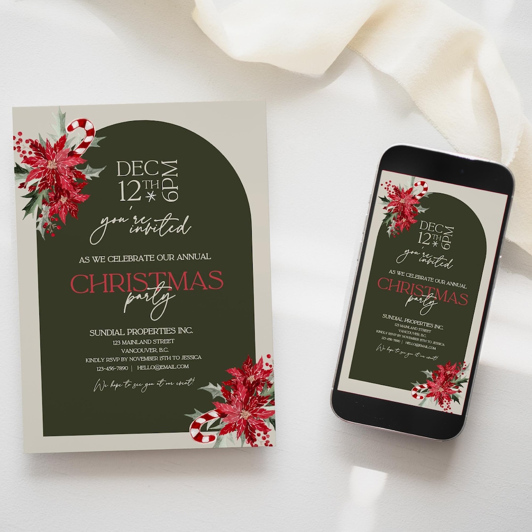 Editable Christmas Party Invitation Canva Template, Printable Annual ...
