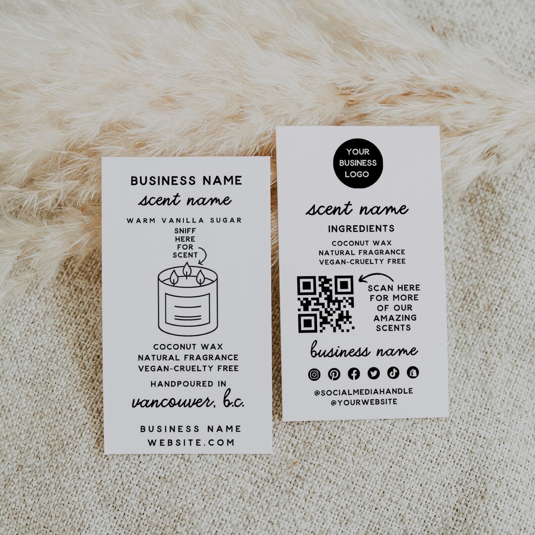 Candle Scent Sampler Card Template, Wax Melt Tester Card, Canva Card ...