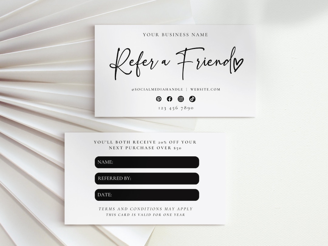 Referral Card Template, Refer a Friend Template, Client Referral Card ...