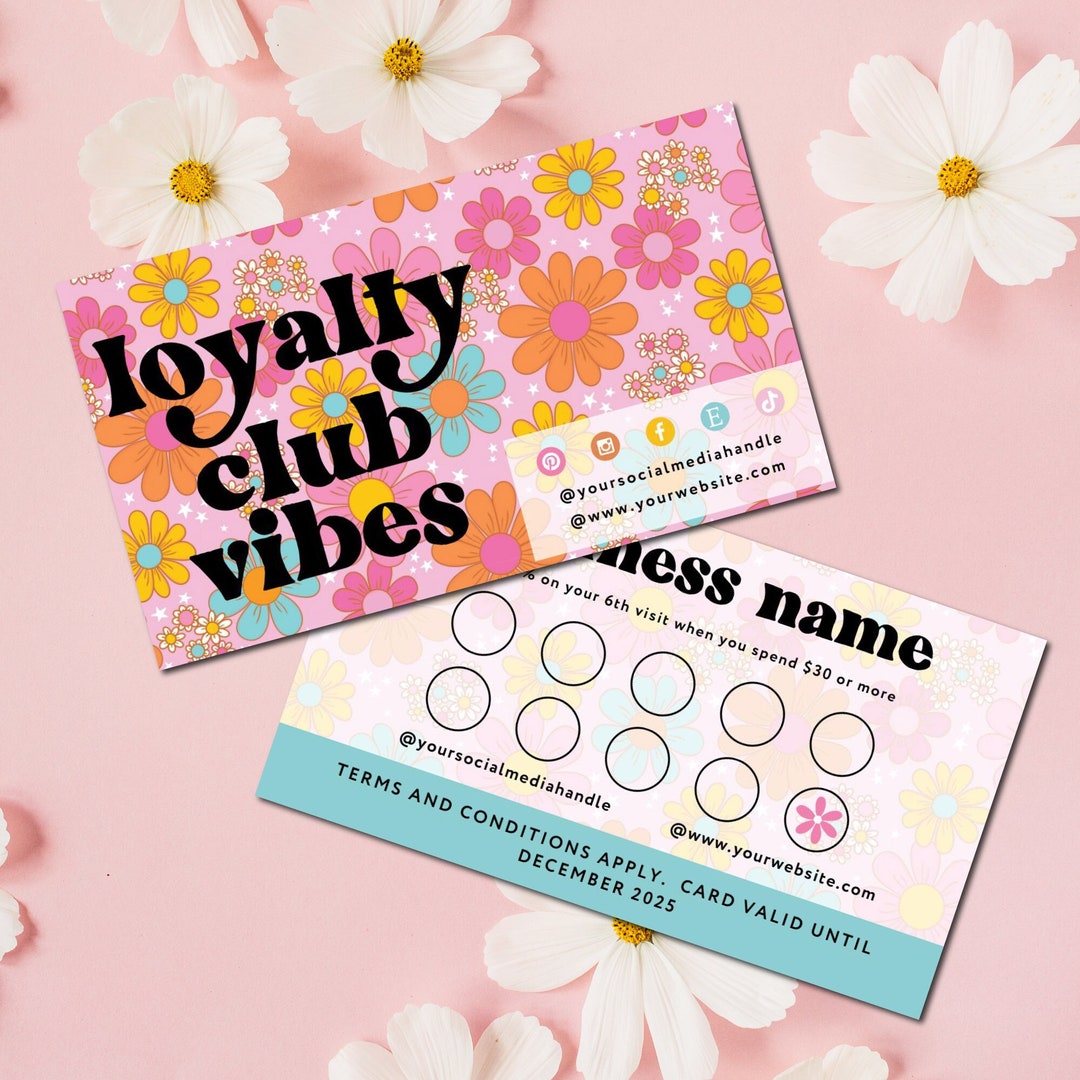 Retro Loyalty Card Template Canva, Instant Download, Modern Customer ...