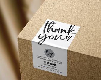 Box Label Template Canva Order Packaging Seal Sticker Editable ...