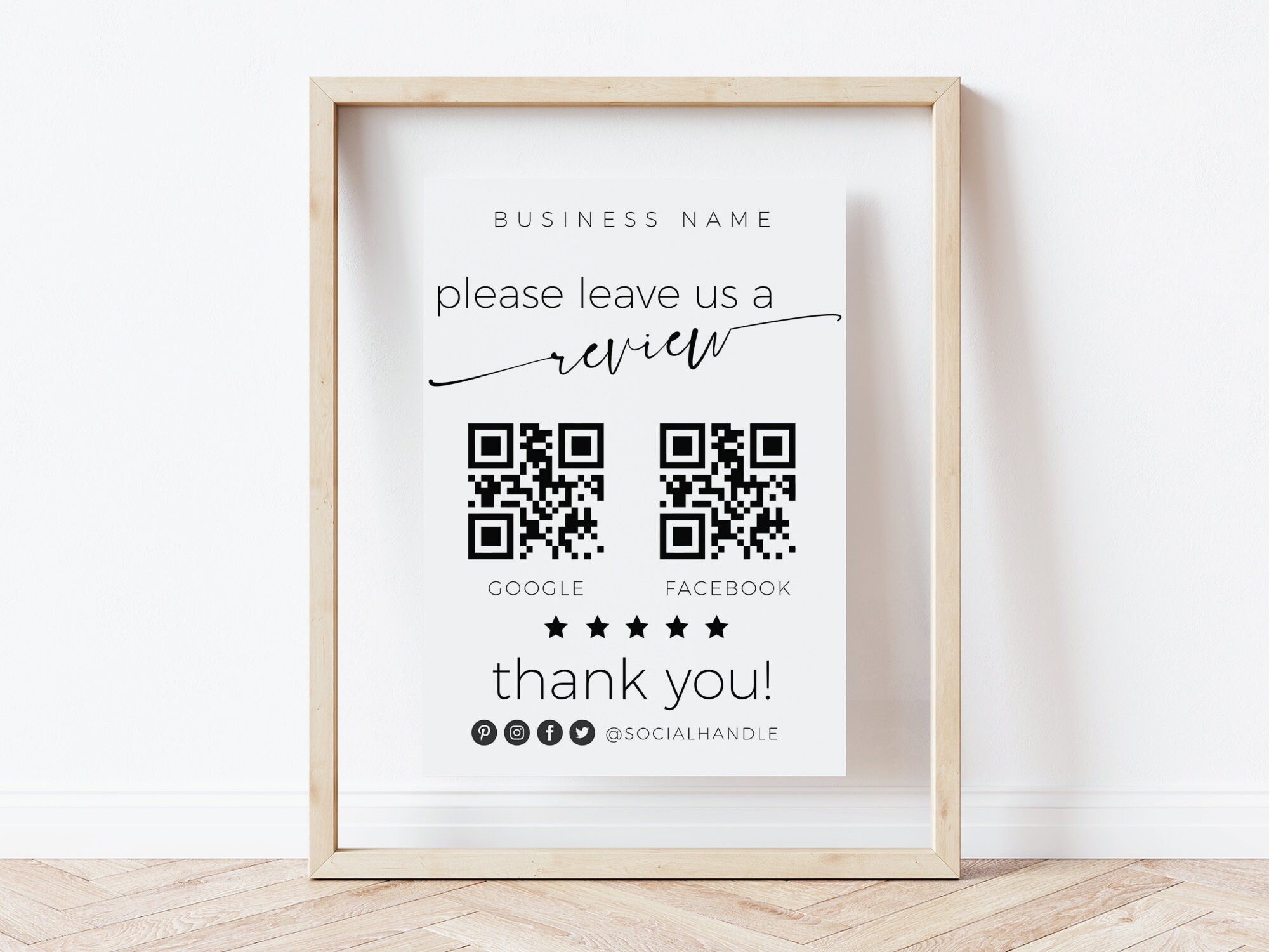 Ask for Review QR Code Sign Template, Google Review Sign, Facebook ...