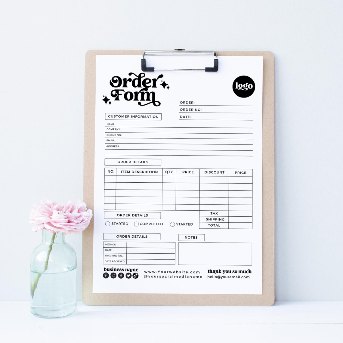 Retro Editable Order Form Canva Template, DIY Small Business Forms ...