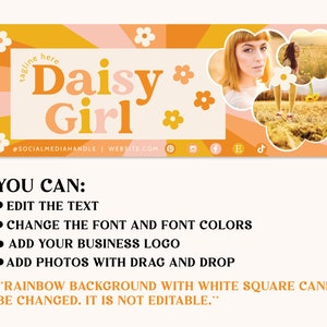 Boho Daisy Facebook Cover Template, Rainbow Facebook Banner, Facebook ...