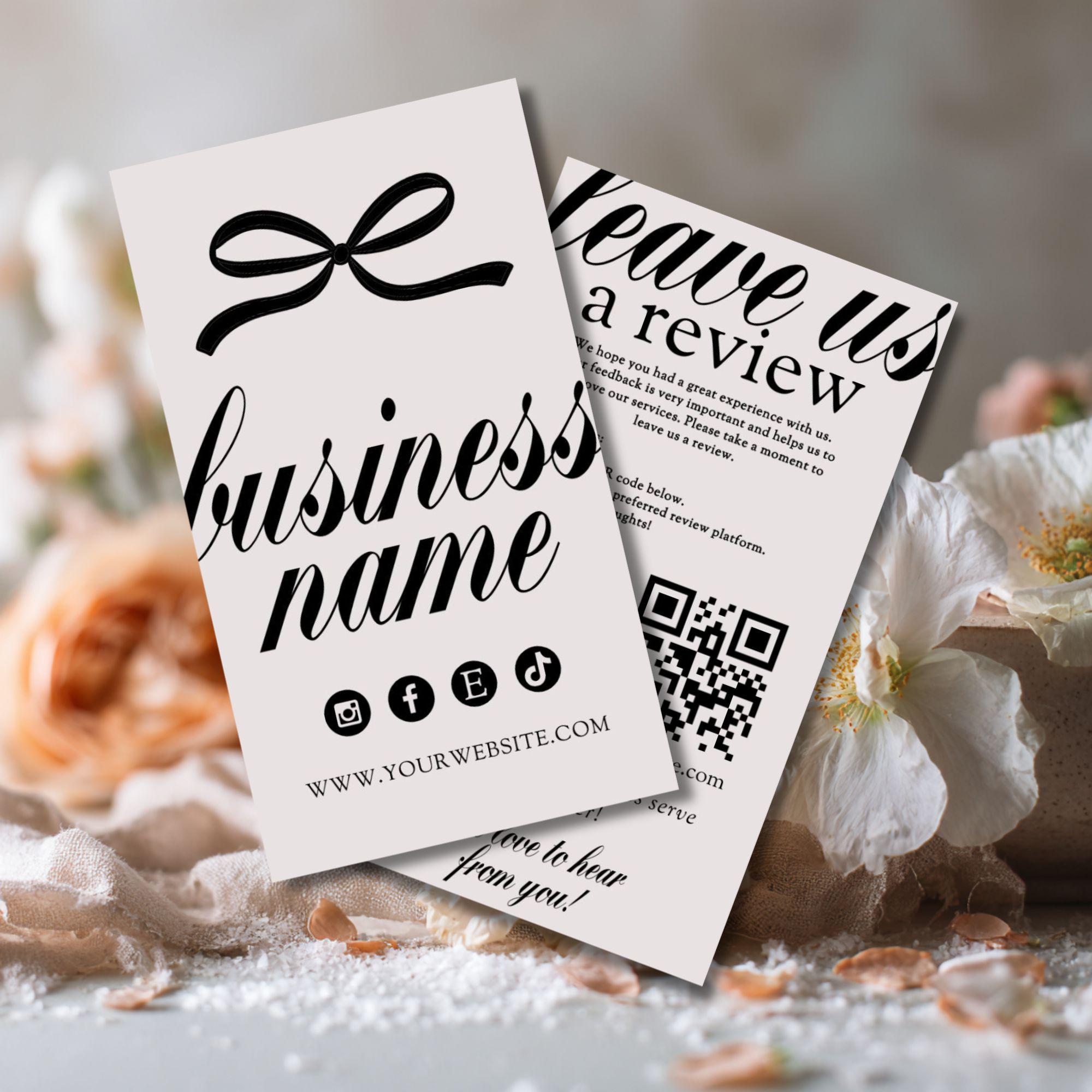 QR Code Review Business Card Template, Editable Thank You Card ...