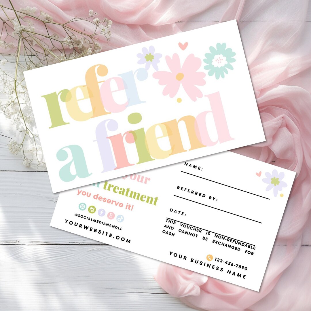 Referral Card Template, Refer a Friend Template, Client Referral Card ...