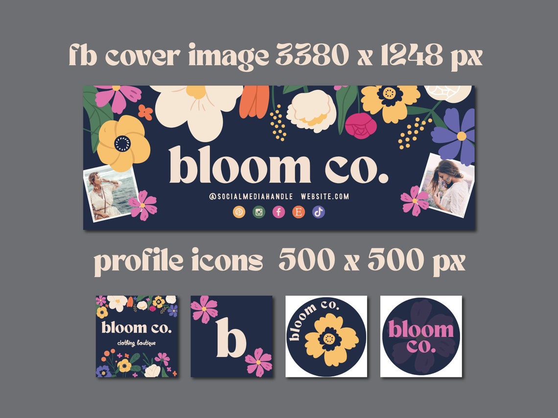 Floral Facebook Cover Template, Bright Flowers Facebook Banner ...