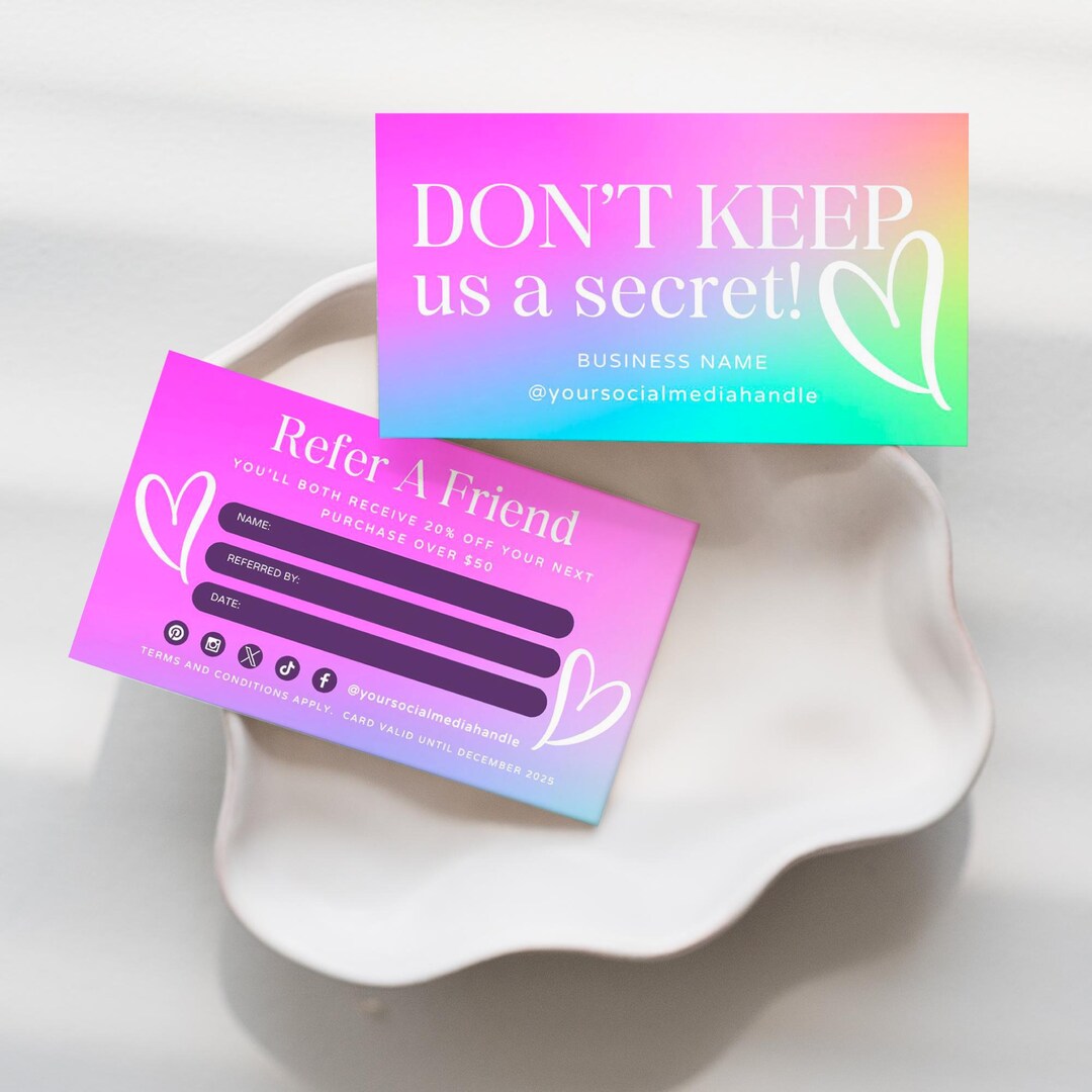 Referral Card Template, Refer a Friend Template, Client Referral Card ...