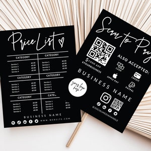 Printable Price List & Payment Sign, QR Code Sign Template, Editable ...