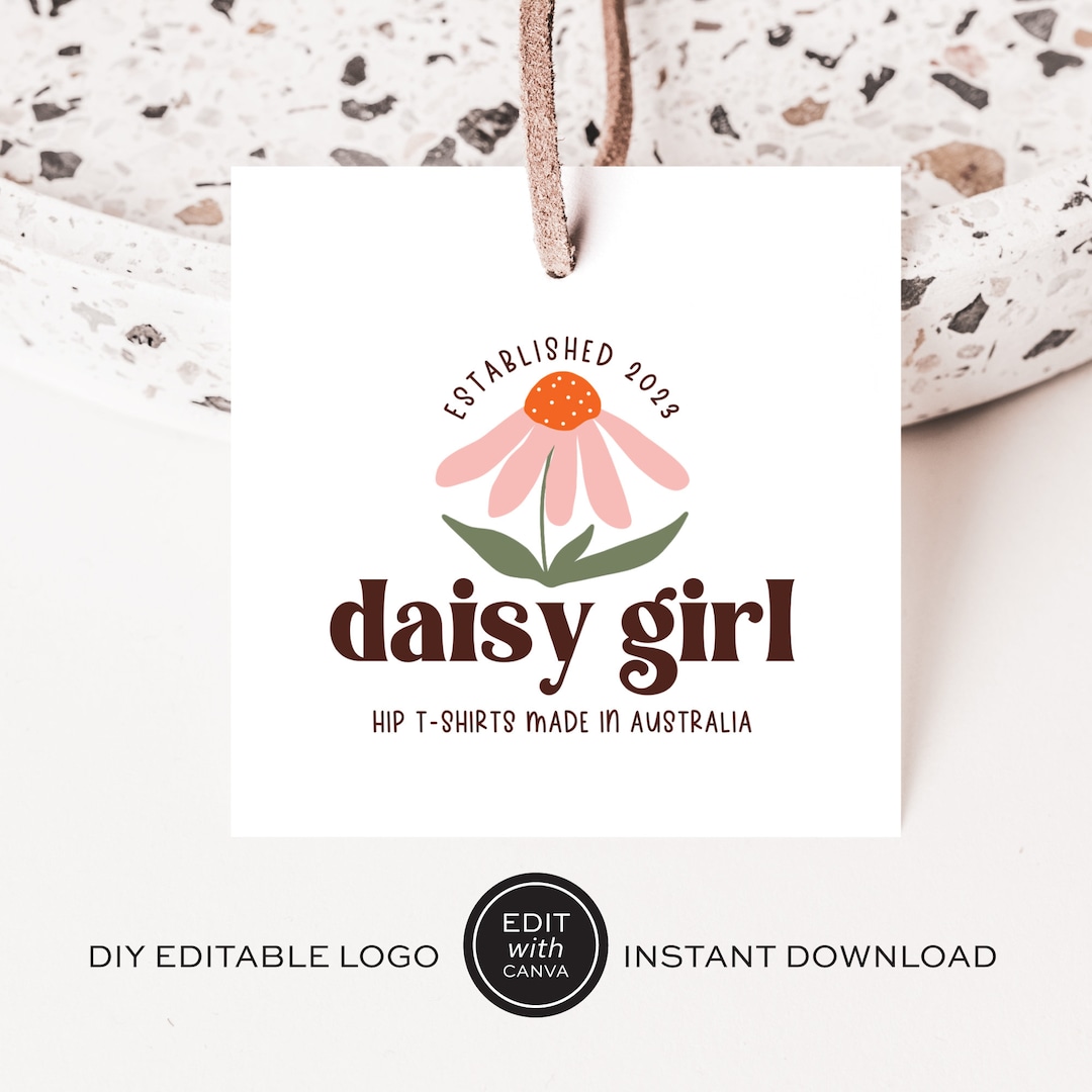 Editable Logo, Daisy Flower Logo, Branding, Instant Download Logo, DIY ...