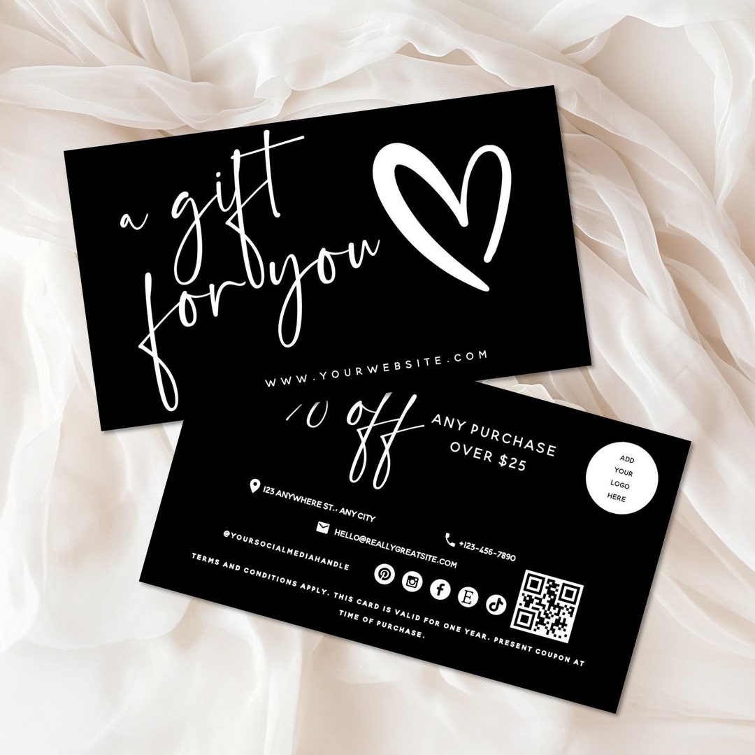 Modern Black Coupon Card Canva Template, Editable Business Marketing ...