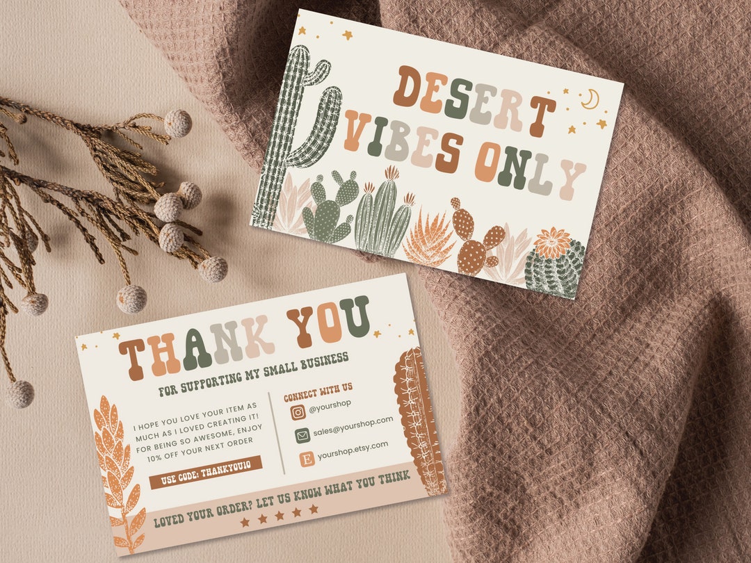 Editable Desert Cactus Business Thank You Card, Printable Thanks for ...