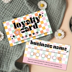 Retro Loyalty Card Template, Editable Customer Punch Card, Rewards Card ...