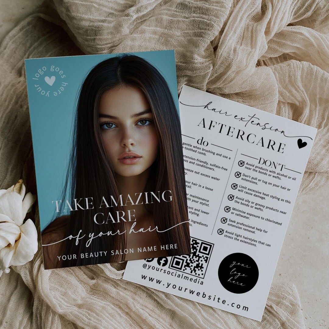 Aftercare Hair Extension Care Card Canva Template, Printable Hair ...