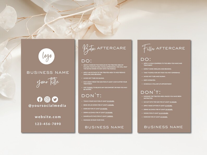 Editable Lip Filler Care Card Template Botox Aftercare Card - Etsy