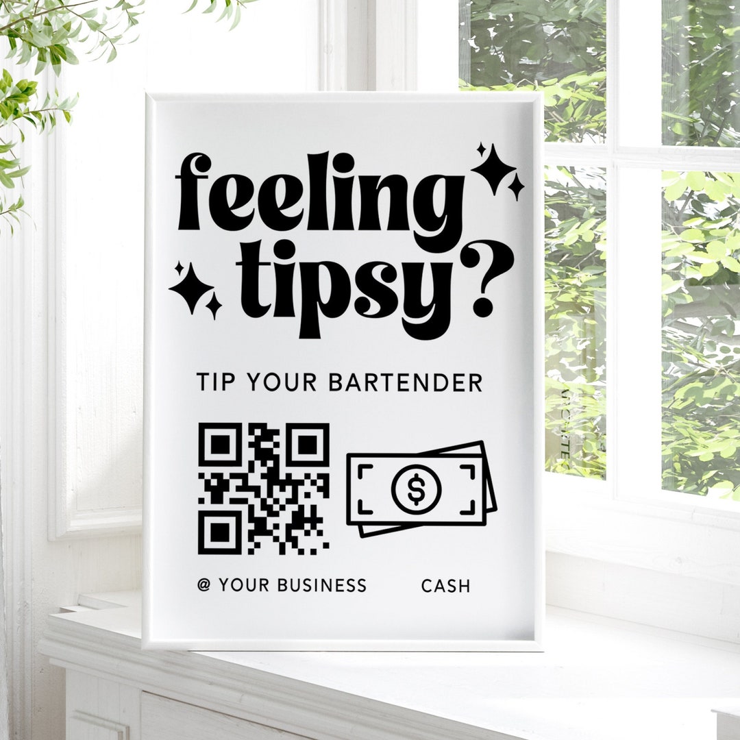 Tip Your Bartender Sign Template, QR Code Sign Template, Scan to Pay ...