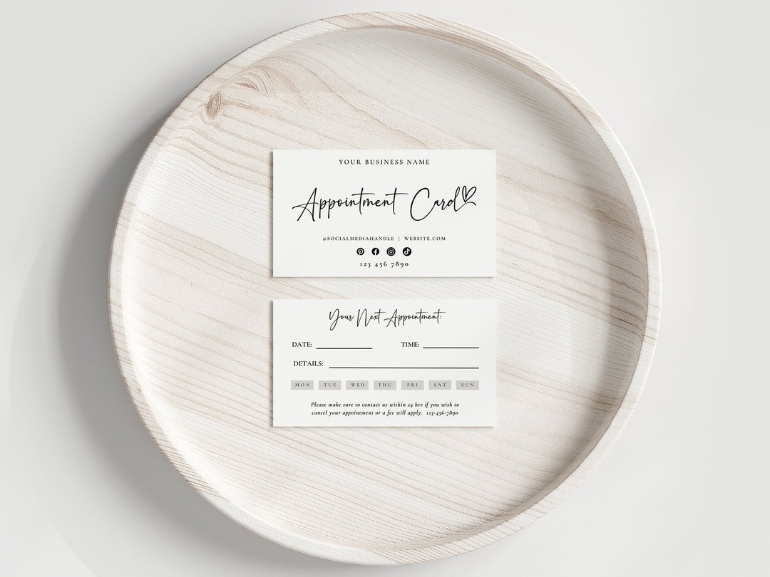 Custom Appointment Card Template, Editable Next Appointment Card ...