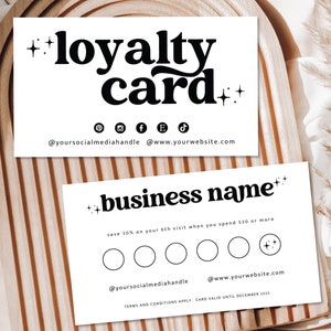 Retro Loyalty Card Template, Editable Customer Punch Card, Rewards Card ...