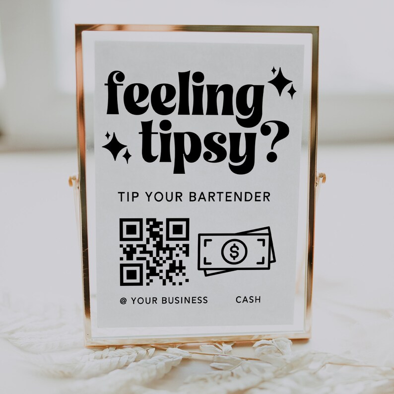 Tip Your Bartender Sign Template, QR Code Sign Template, Scan to Pay ...