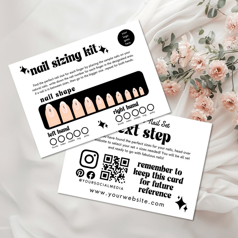 False Nail Sizing Kit Canva Template, Editable False Nails Size Guide ...