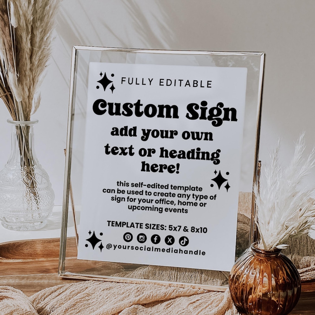 Customizable Sign Template, Printable 8x10 Sign, DIY Editable Sign ...