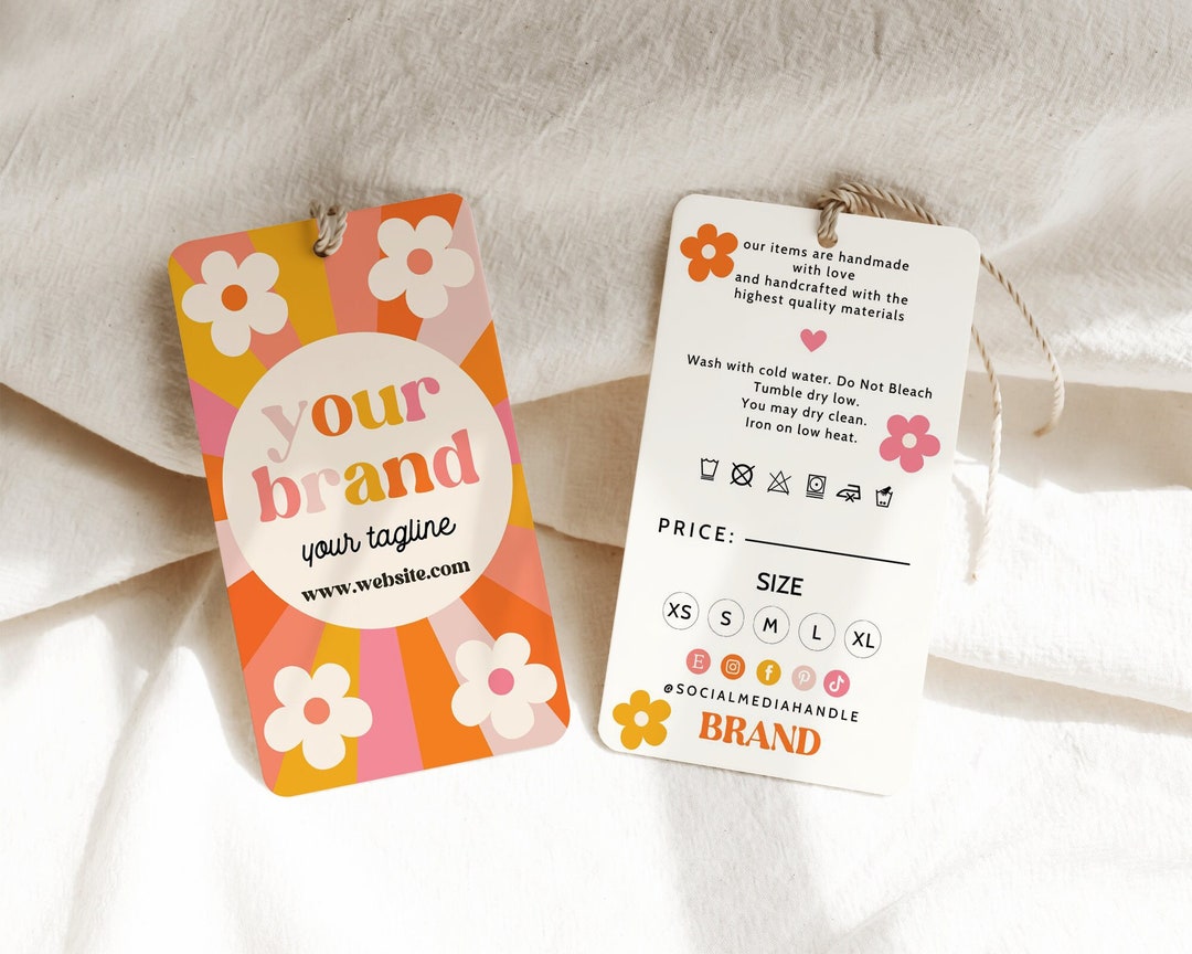 Editable Boho Hang Tag Template, Printable Garment Label Template ...