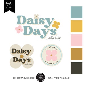 Premade Daisy Logo Design, Retro Logo, Business Logo, Canva Logo ...
