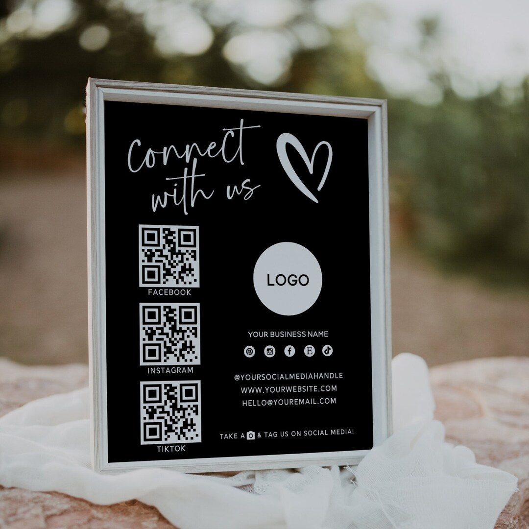 Social Media Sign Template, DIY Follow Us on Social Media, Small ...