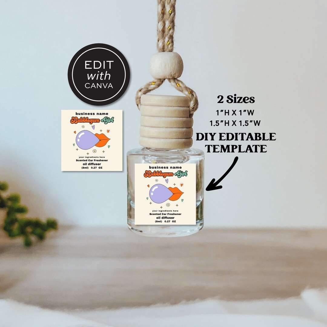 1 Inch Car Oil Diffuser Labels Template | Canva Template | Editable ...