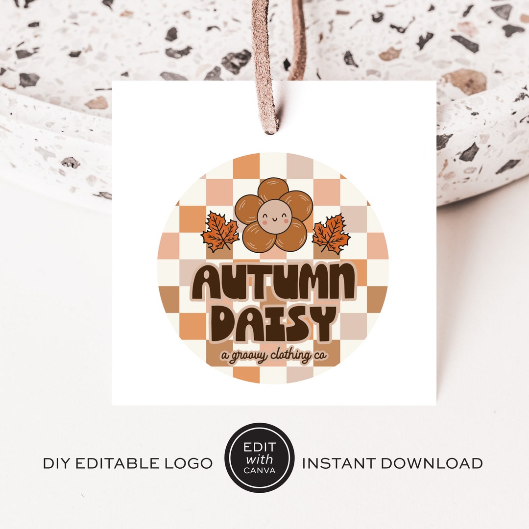 Premade Retro Daisy Logo Design, Groovy Leaves Logo Design, Modern Logo ...