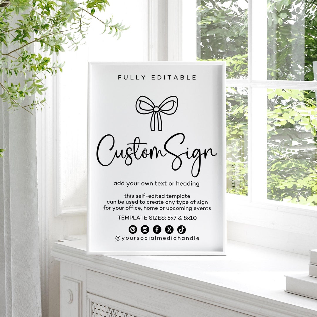 Customizable Coquette Sign Canva Template, Printable Sign 8x10, DIY ...